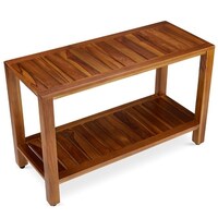 TeakCraft Teak Shower Bench with Shelf 30 Inch for Bathroom, Spa ...