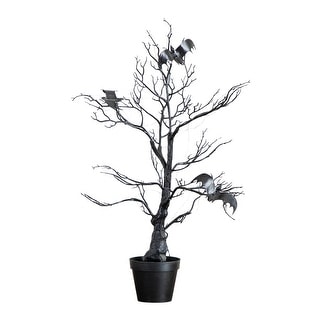 Pre-Lit Bats Artificial Halloween Twig Potted Tree with Bats - 2 ...