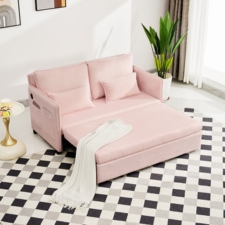 55" Convertible Sofa Bed, 3-in-1 Pull-Out Sofa with USB Ports and Side ...