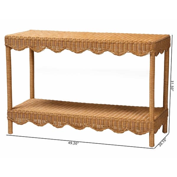 Oteria Bohemian Light Honey Scalloped Rattan Console Table - Bed Bath ...