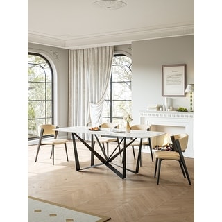 Modern Simplicity Style Rectangle Slate Top Dining Table with Matte ...