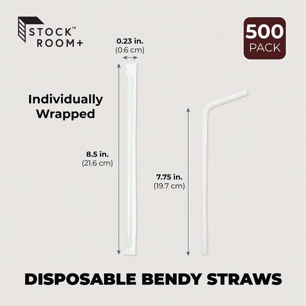 Plastic Flexible Drinking Straws, Disposable Individually Wrapped ...