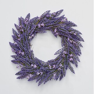 22" Heather Wreath w/ Purple Flowers on Natural Twig Base - 22 - Bed ...