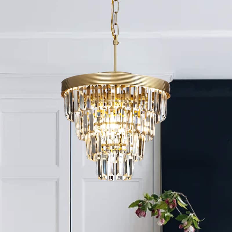 Glam Cone Shape Tierd Crystal Chandelier - Bed Bath & Beyond - 36146765