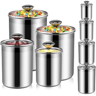 8 Pcs Stainless Steel Canister, Bulk Airtight Steel Canisters Sets with ...