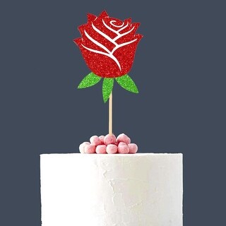 12Pcs Set Beautiful Rose Shape Cake Topper Handmade Festive Touch Wood ...