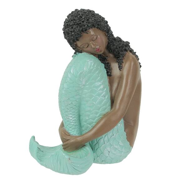 Resin Mermaid Sitting Figurine Beach Home Coastal Decor Statue Art - 7. ...