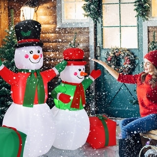 6 FT and 5FT Christmas Inflatable Snowmen Set Inflatable Christmas ...