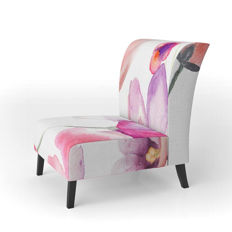 Designart "Seamless Pattern Of Pink Flowers" Upholstered Floral Accent ...