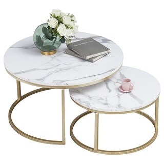 Nesting Coffee Tables Set of 2, Living Room Accent Center Tables with ...