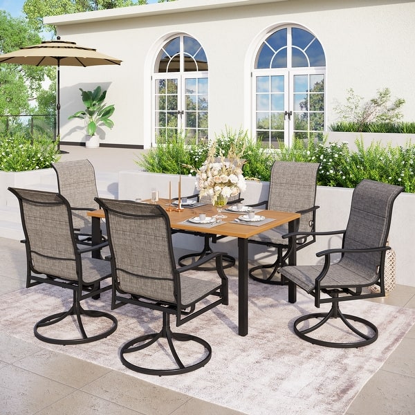 7-piece Patio Dining Set, 6 Sling Patio Sling Dining Chairs and 1 Metal ...
