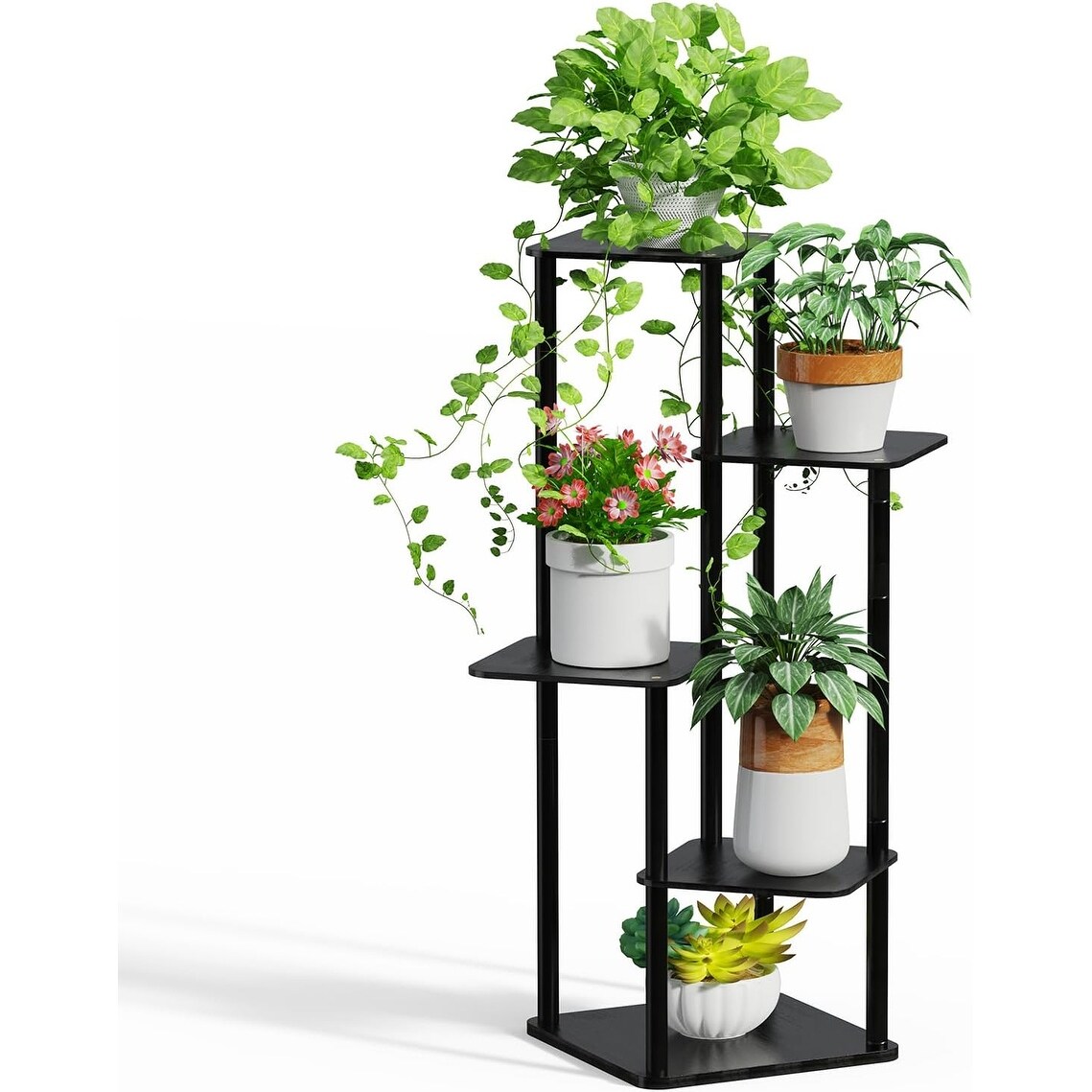 black bamboo plant stand