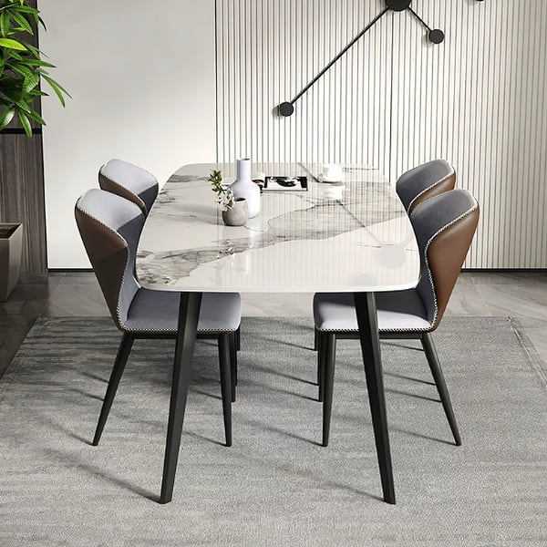 Expandable White Sintered Stone Dining Table with Hidden Extension - On ...