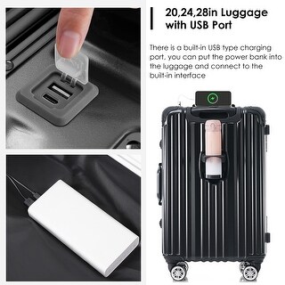 Telescopic Handle Travel Trolley Case 24" Hardside Spinner Carry On ...