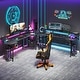Gaming Desk with Monitor Shelf, 75 inch PC Computer Desk with LED Strip ...