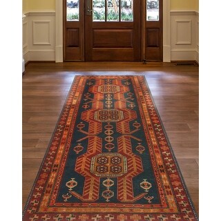 Noori Rug Fine Vintage Distressed Luka Navy/Orange Runner - 4'0" x 9'7 ...