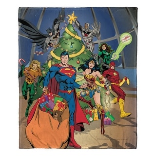 DC Justice League Holiday Team Work Silk Touch Throw Blanket - Bed Bath ...