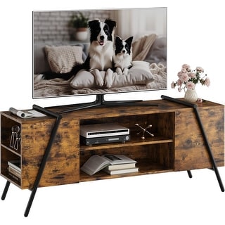 55 Inch TV Stand with Slanted Metal Legs, Industrial Media Console with ...