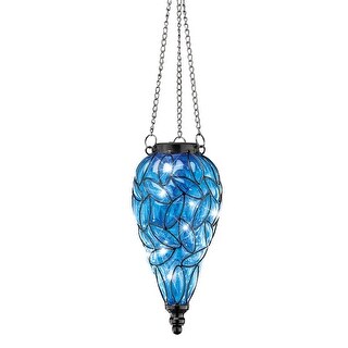 Solar Blue Teardrop Hanging Glass Lantern - 5.37 x 23 x 5.37 - Bed Bath ...