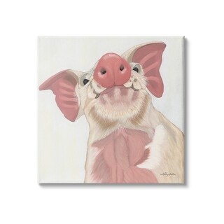 Stupell Pink Pig Snout Adorable Farm Hog Painting Canvas Wall Art - Bed ...