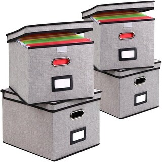 Hanging File Box 4 Pack Gray - Bed Bath & Beyond - 39426995