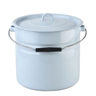 STP Goods 12.7Qt Light Blue Enamel Cylindrical Bucket w/ Lid - Bed Bath ...