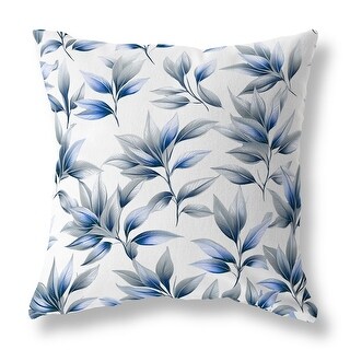 Silver And Blue Enchanted Leaflet Indoor/Outdoor Throw Pillow - Bed ...