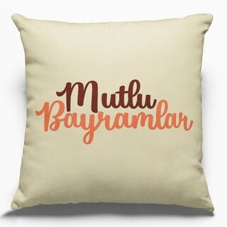 Cotton Canvas Pillow Case Mutlu Bayramlar 18 x 18 - Bed Bath & Beyond ...