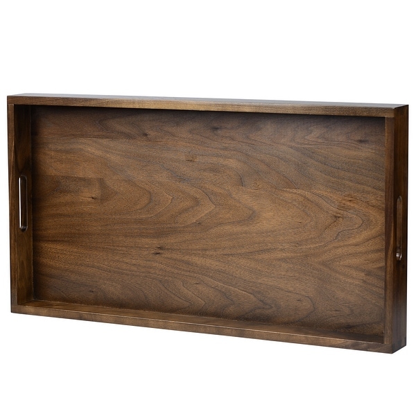 Rectangle Black Walnut Wood Serving Tray Ottoman Tray