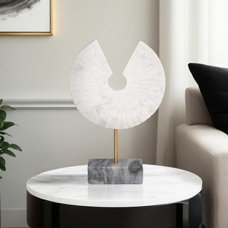 Sagebrook Home Marble, 16"H, Ruff Edge Cut Ring Decor Gray/Black ...