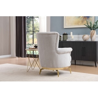 Zoe Modern style Chair made with wood and Gold accents in Cream same as ...
