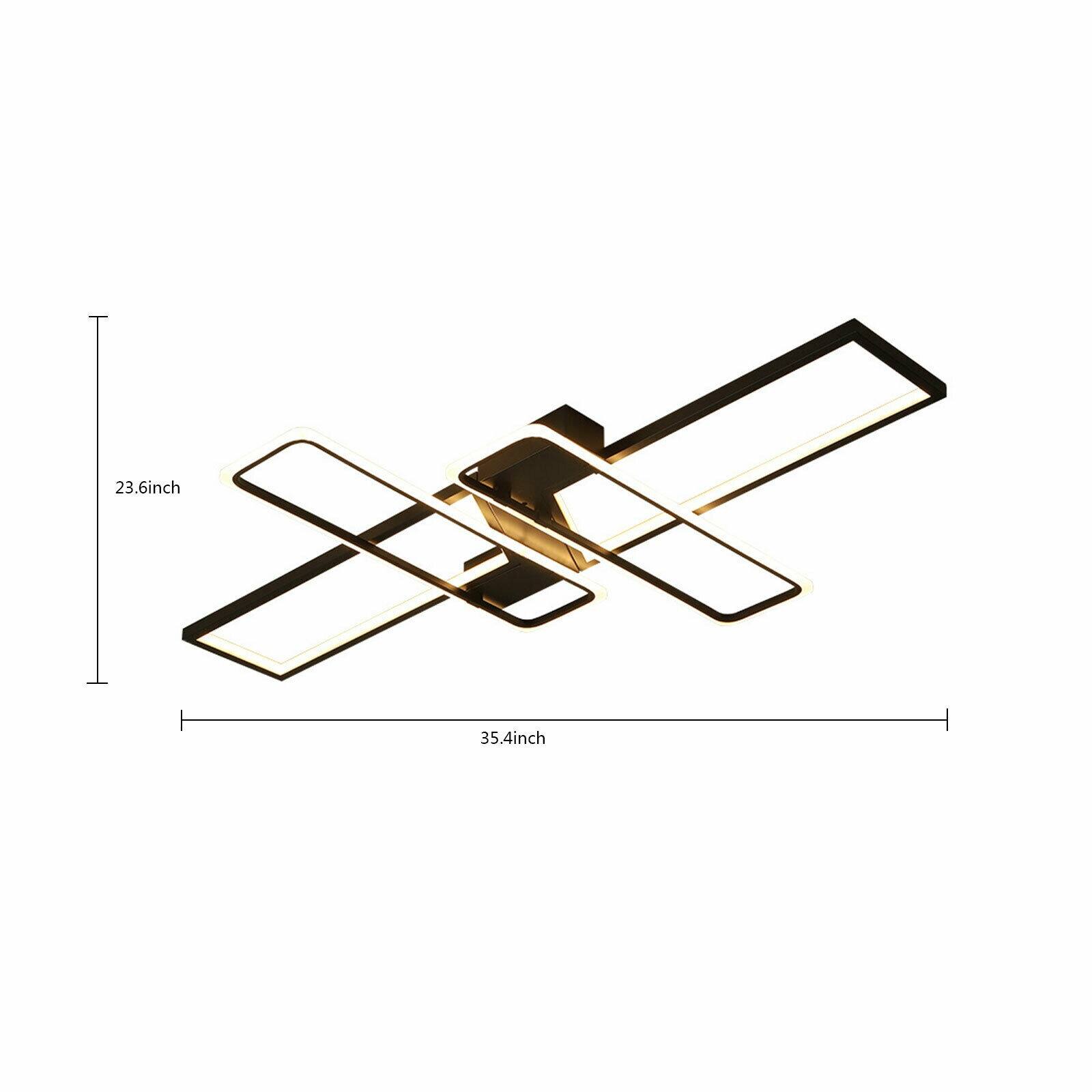 4-Light LED Square Flush Mount Light Black/White Dimmable Adjustable ...