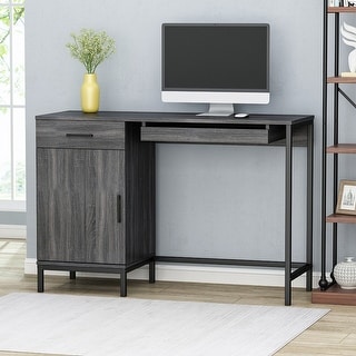 Contemporary Faux Wood Computer Desk Dark Grey - Bed Bath & Beyond ...