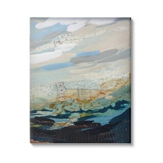 Stupell Nautical Landscape Abstract Ocean Layered Map Collage Canvas ...