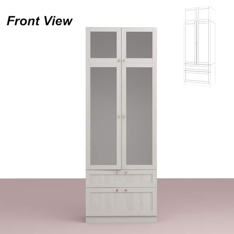 Modular Modern Glass Door Wardrobe:Storage Closet Solution Armoire - On ...