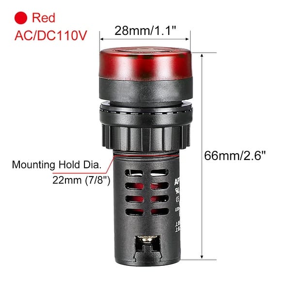 5pcs Red Indicator Light with Buzzer AC/DC 110V 22mm Panel Mount ...