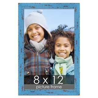 8x12 Shabby Chic / Farmhouse Blue Wood Picture Frame - UV Acrylic, Foam ...