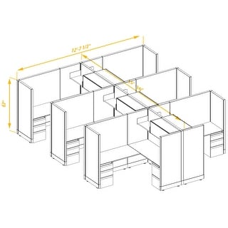 Glass Office Cubicles 53H 6pack Cluster Powered - Bed Bath & Beyond ...