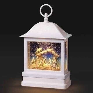 10.25" LED Lighted Nativity Scene Christmas Snow Globe Lantern - Bed ...