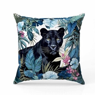 Panther Tropic Twilight Indoor/Outdoor Reversible Throw Pillow Blue and ...