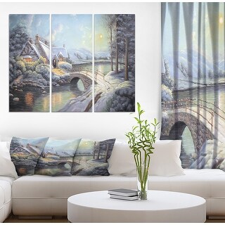 Designart "Christmas Moonlight" Landscapes Print on Wrapped Canvas set ...