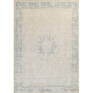 Muted Distressed Kerman Persian Wool Area Rug Hand-knotted Carpet - 9'8 ...