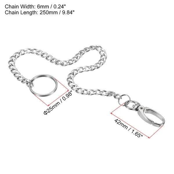 Flat Keychain with Key Ring Clasp Stainless Steel Belt Loop, Silver ...
