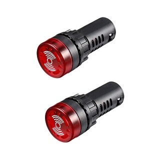2pcs Red Light with Buzzer AC/DC 24V 22mm Panel Mount Flashing Alarm ...