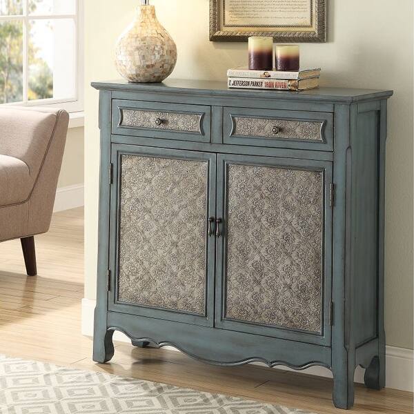 Antique Blue Console Table, Sofa Table With 2 Drawers And 2 Doors - Bed ...