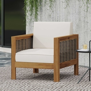 Christopher Knight Home Outdoor Acacia Wood Club Chair with Wicker ...