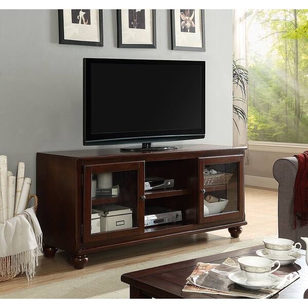 Retro Style Ferla 59 inch Sturdy Wooden Frame TV Stand in Black with 2 ...
