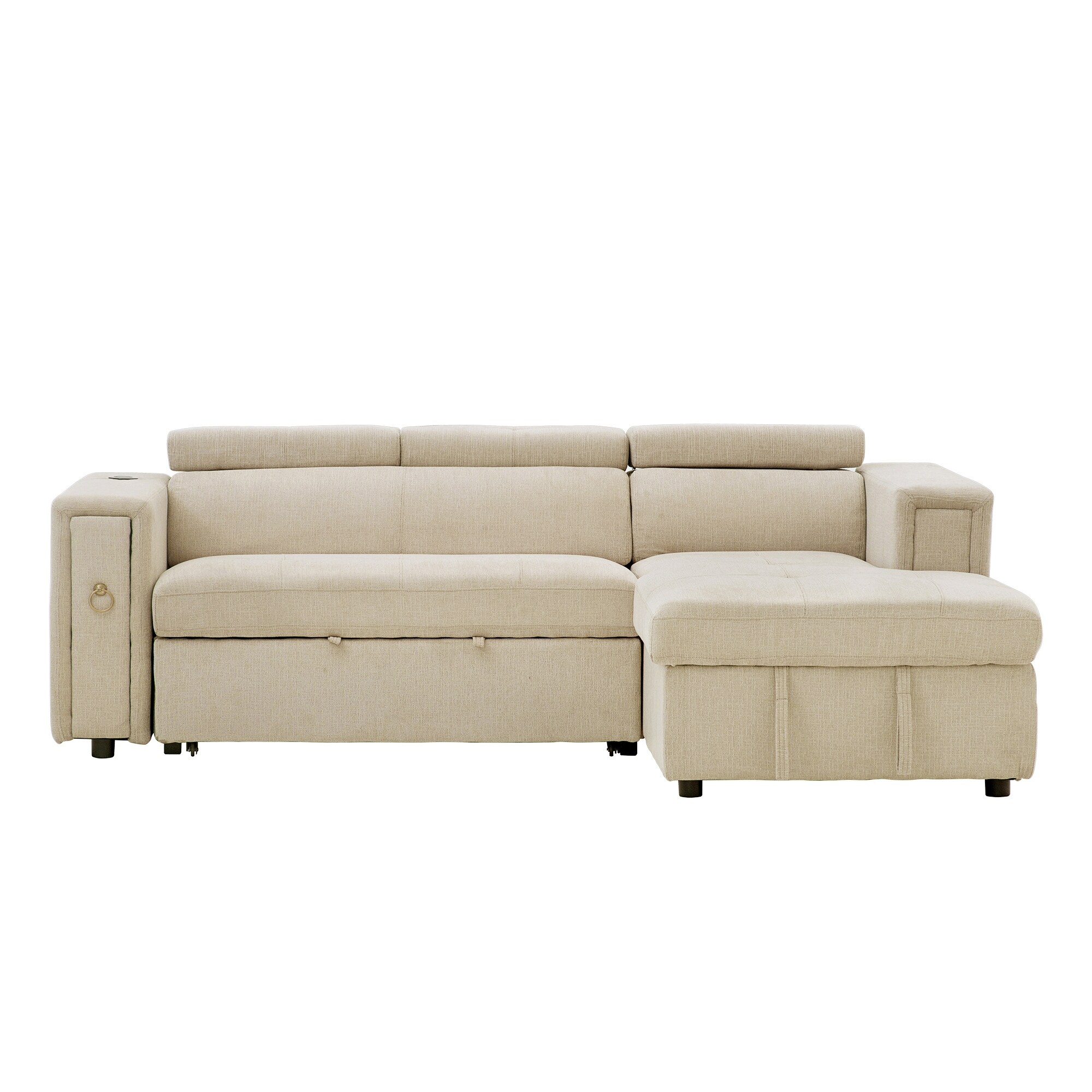 Chenille Straight Row Sectional Sofa 4 Seater Upholstered Modular Sofa ...