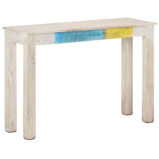 Console Table White 45.3"x13.8"x30.3" Rough Mango Wood,Foyer Sofa Table ...