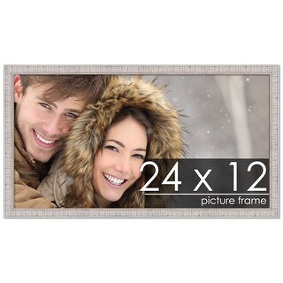 24x12 Distressed/Aged White Complete Wood Picture Frame with UV Acrylic ...